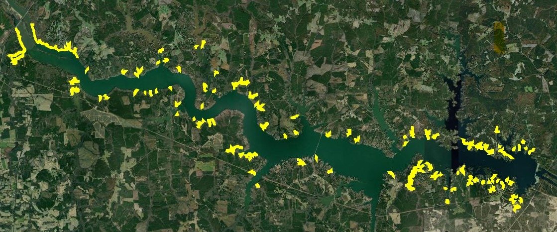 2024 Interactive Lyngbya Treatment Sites Map - Lake Gaston News